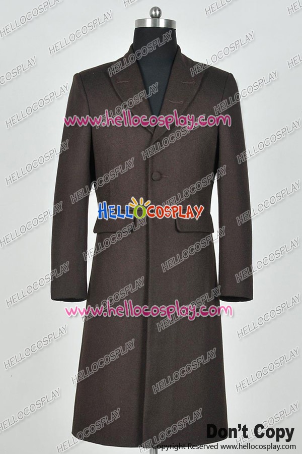Doctor 4th Fourth Dr Tom Baker Trench Coat Cosplay Costume Dark Wool ...