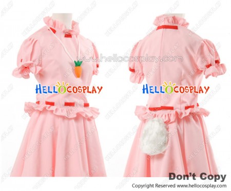 Touhou Project Cosplay Tewi Inaba Pink Costume Rabbit Ears Tail