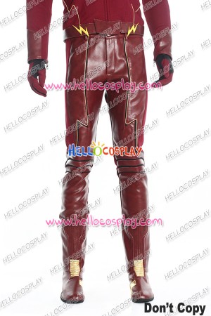 The Flash Barry Allen Cosplay Costume Red Leather Uniform Outfit Full ...