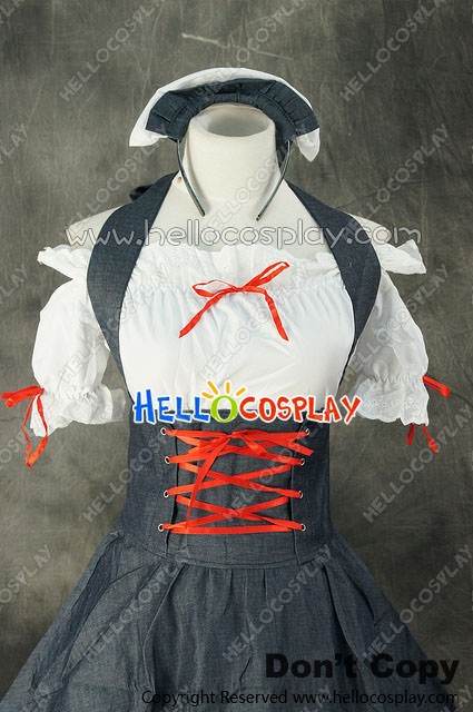 Maid Cosplay Red Ribbon Dress Sweet Costume