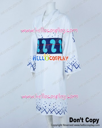 One Piece Cosplay Samurai Ryuma Blue White Kimono Costume