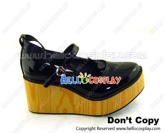 Matte Black Long Satin Platform Princess Lolita Shoes