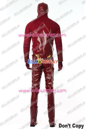 The Flash Barry Allen Cosplay Costume Red Leather Uniform Outfit Full ...